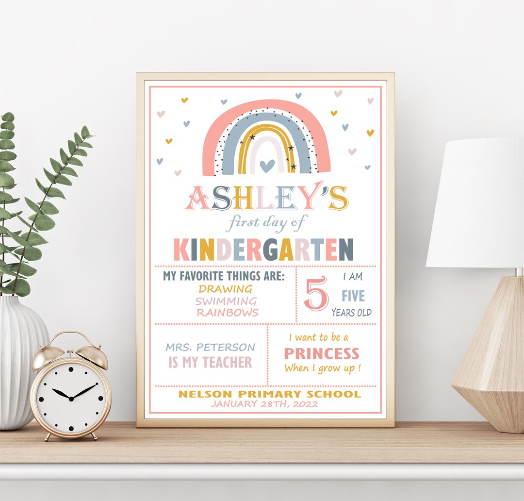 First Day of School Sign Boho Rainbow First Day of School Sign Digital ...