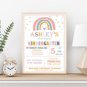 First Day of School Sign Boho Rainbow First Day of School Sign Digital ...