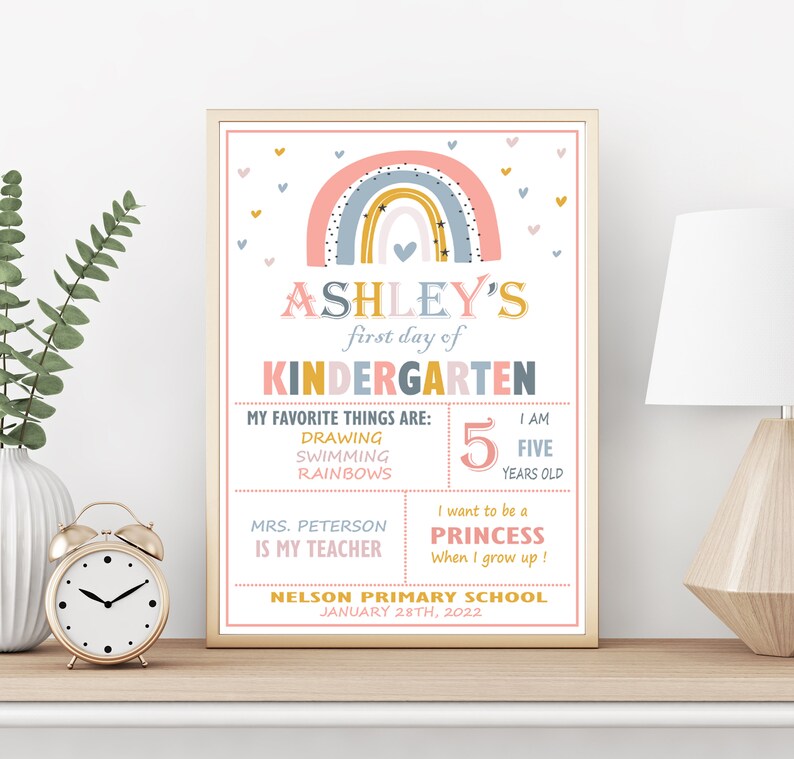 First Day of School Sign Boho Rainbow First Day of School Sign - Etsy