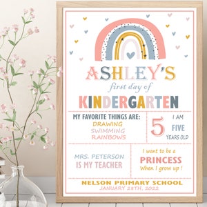 First Day of School Sign Boho Rainbow First Day of School Sign Digital ...