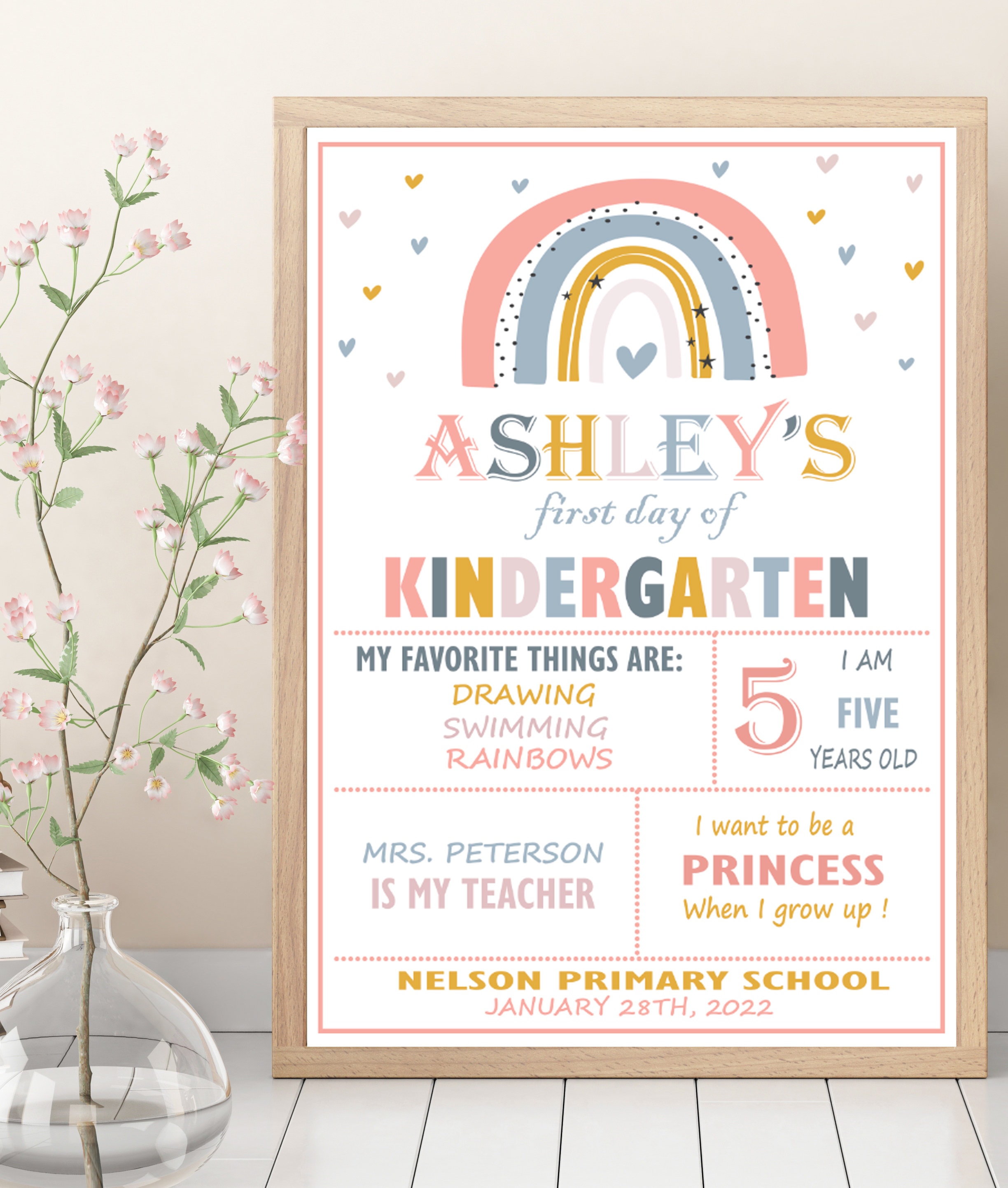 First Day of School Sign Boho Rainbow First Day of School Sign Digital ...