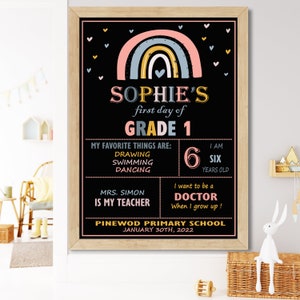First Day of School Sign Boho Rainbow First Day of School Sign Digital ...