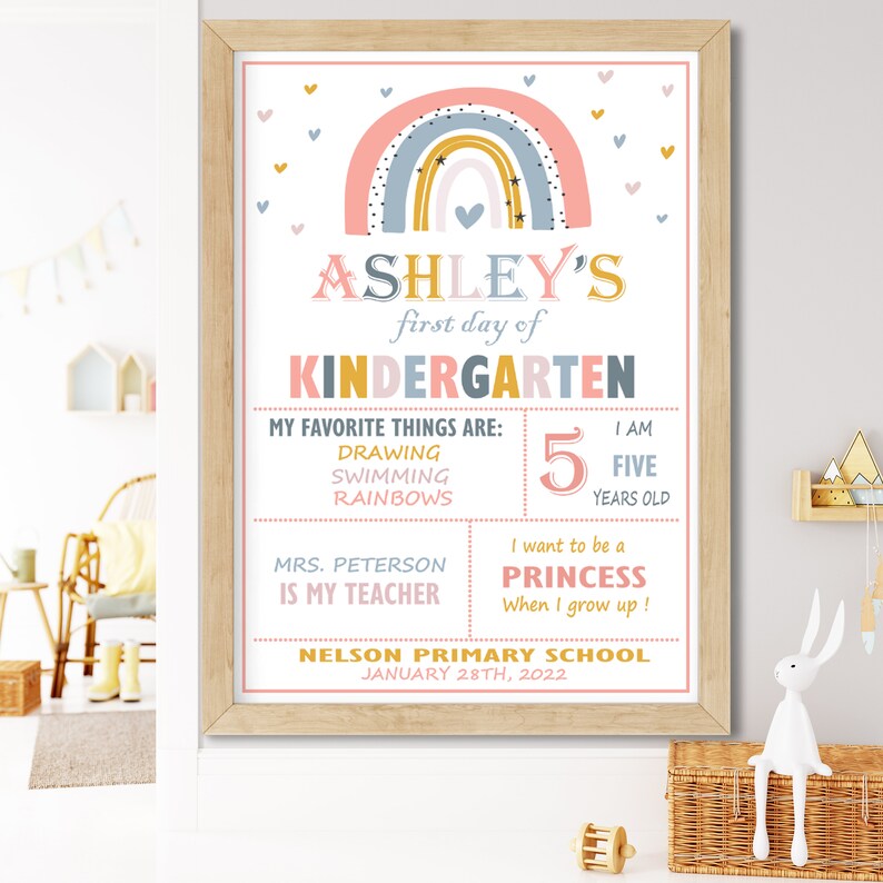 First Day of School Sign Boho Rainbow First Day of School Sign - Etsy