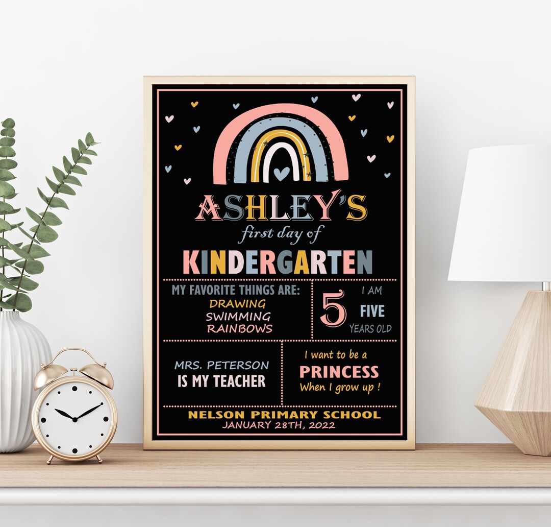 First Day of School Sign Boho Rainbow First Day of School Sign Digital ...