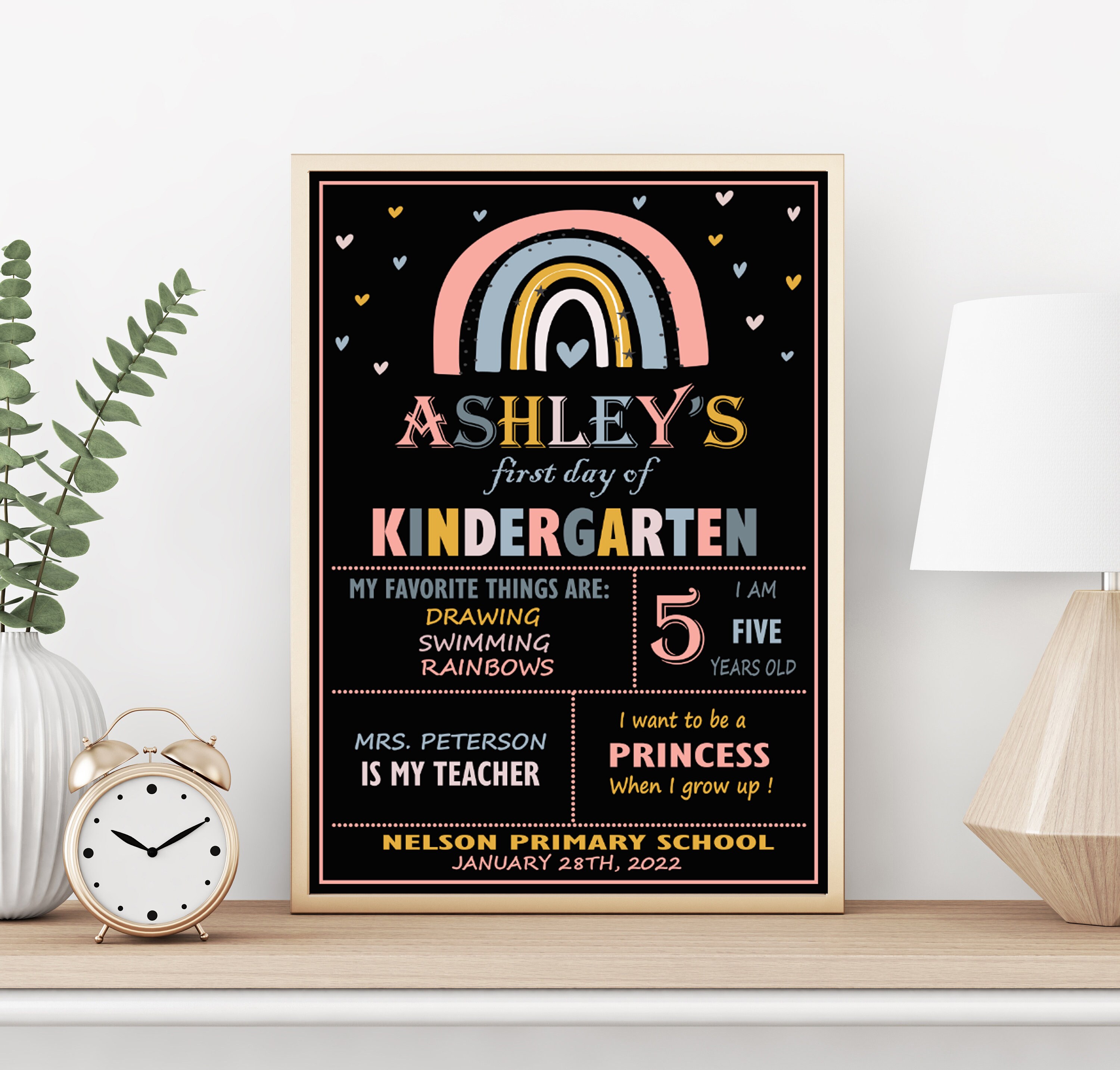 First Day of School Sign Boho Rainbow First Day of School Sign Digital ...