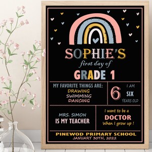 First Day of School Sign Boho Rainbow First Day of School Sign Digital ...