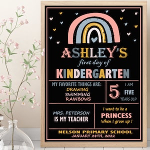 First Day of School Sign Boho Rainbow First Day of School Sign Digital ...