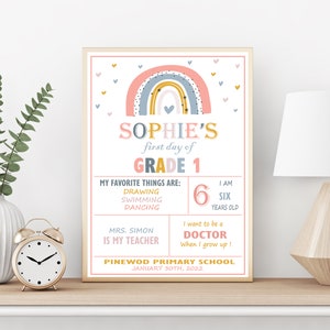 First Day of School Sign Boho Rainbow First Day of School Sign Digital ...