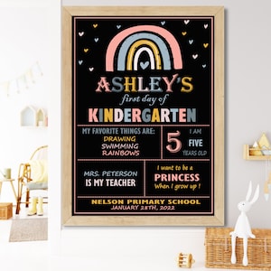 First Day of School Sign Boho Rainbow First Day of School Sign Digital ...