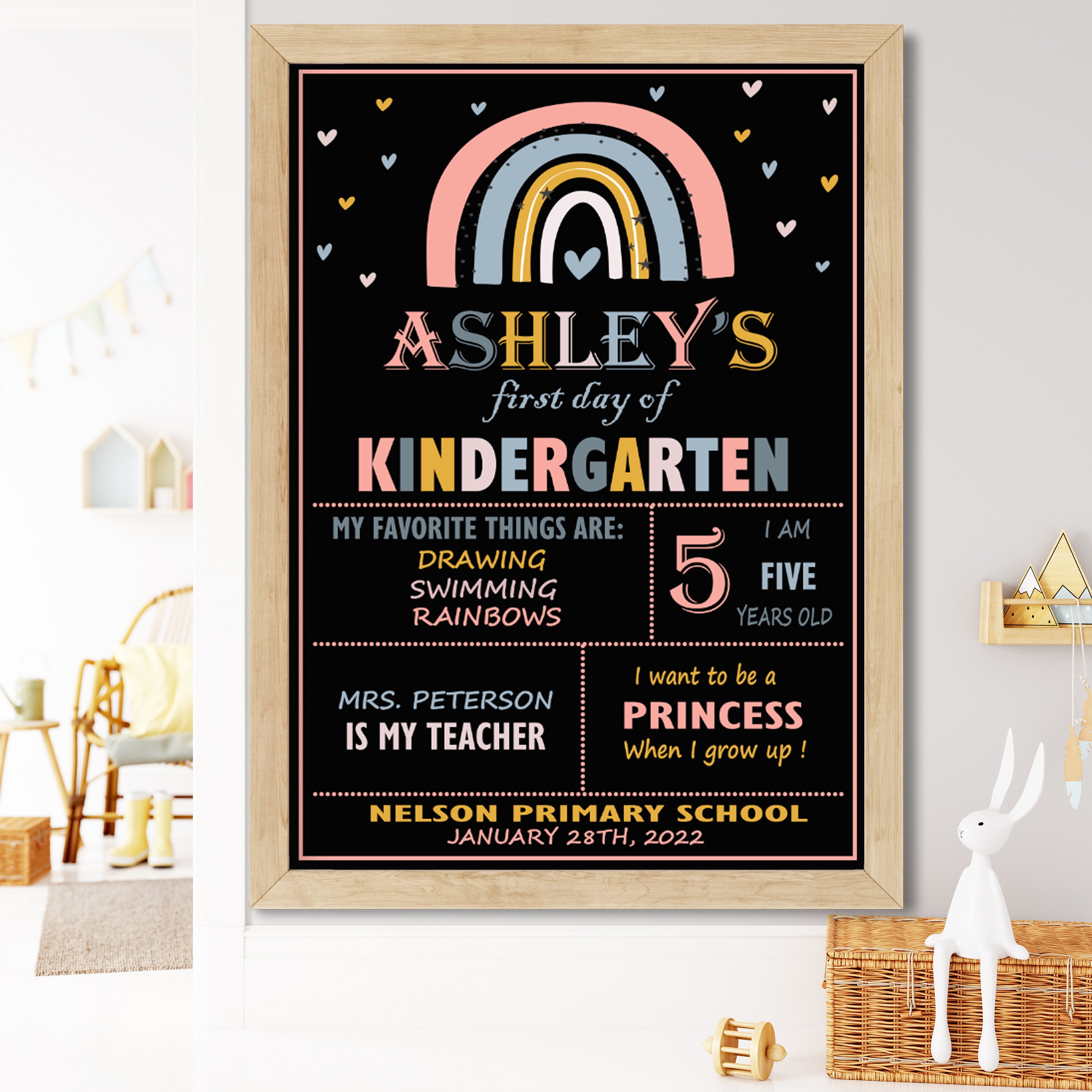 First Day of School Sign Boho Rainbow First Day of School Sign Digital ...