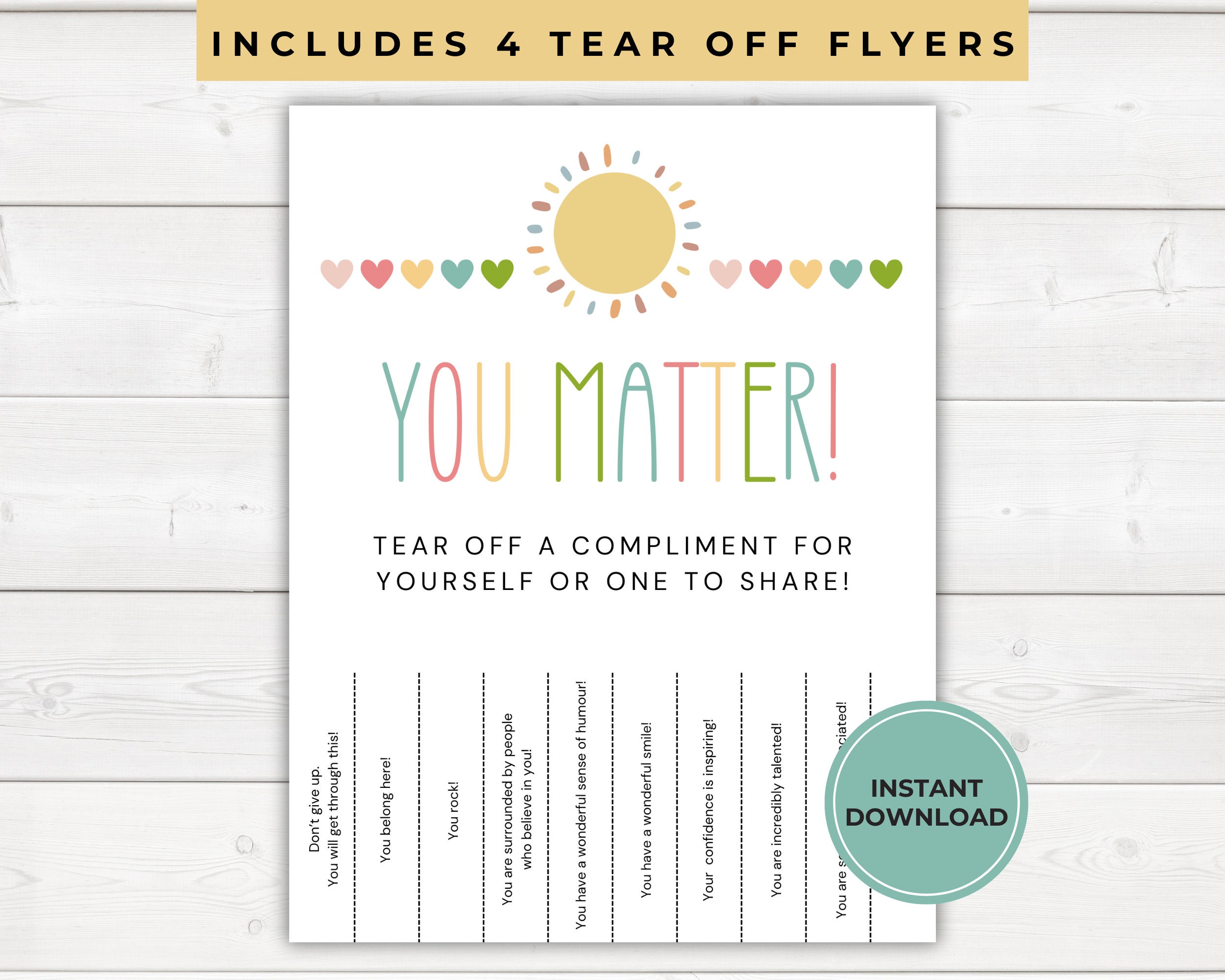 Positive Affirmations for Kids, Tear off Flyer, Tear off Compliments ...