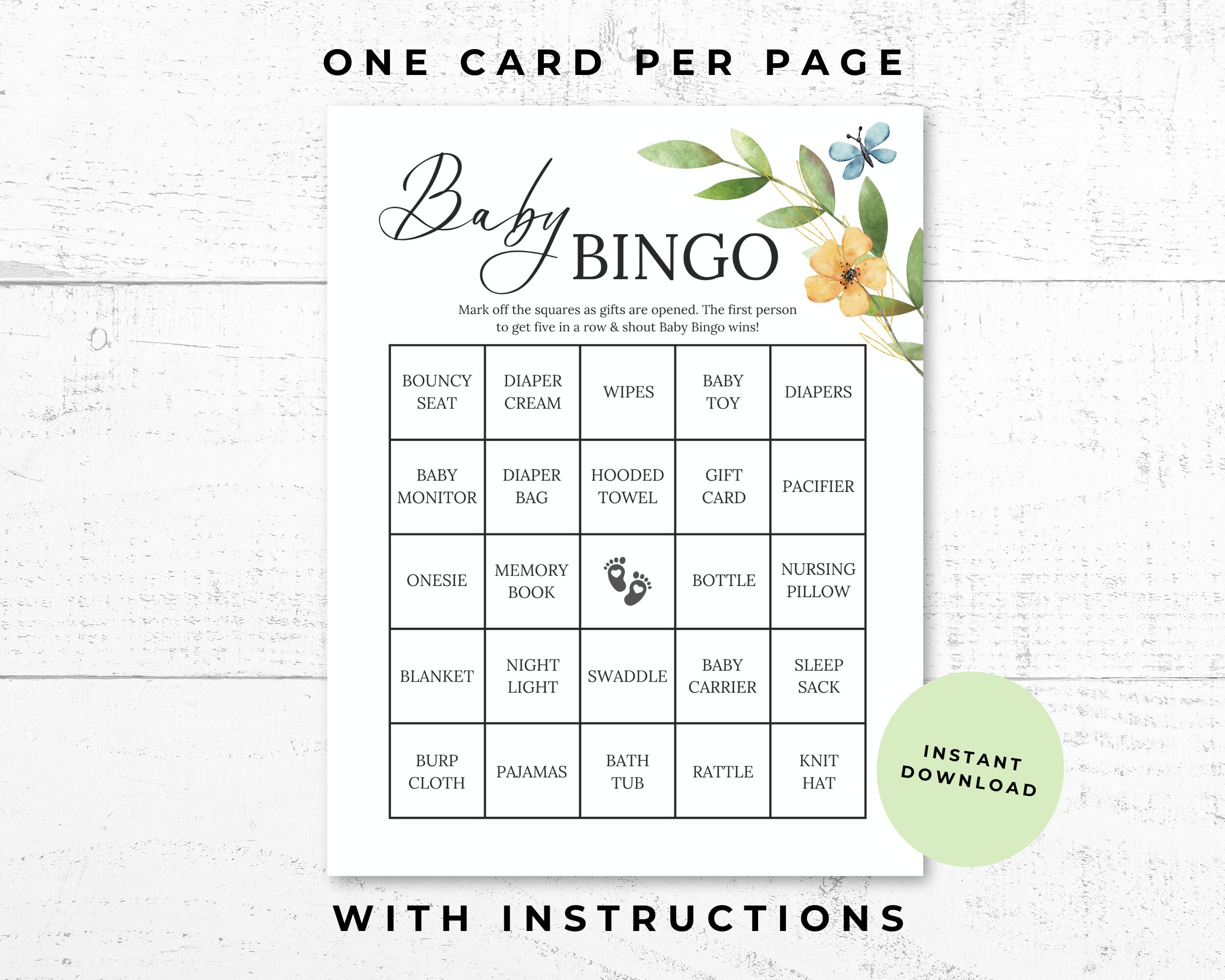 50 Baby Shower Bingo Game Cards, Printable Baby Bingo Game, Baby Shower ...