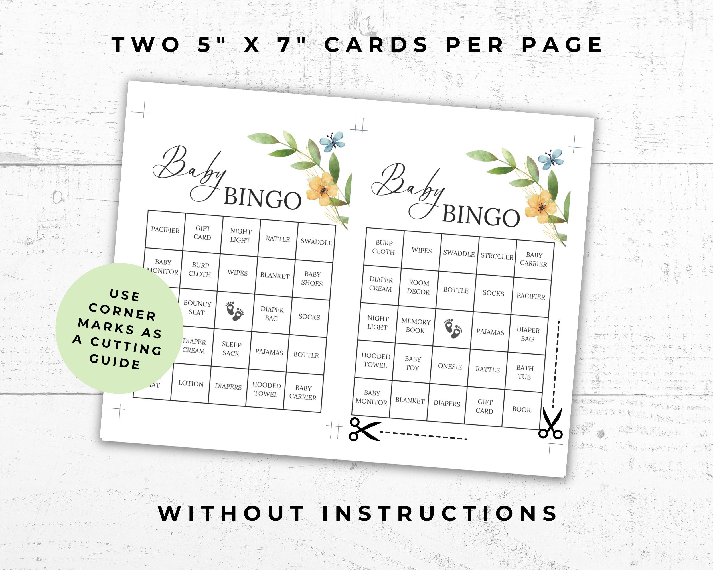 50 Baby Shower Bingo Game Cards, Printable Baby Bingo Game, Baby Shower ...