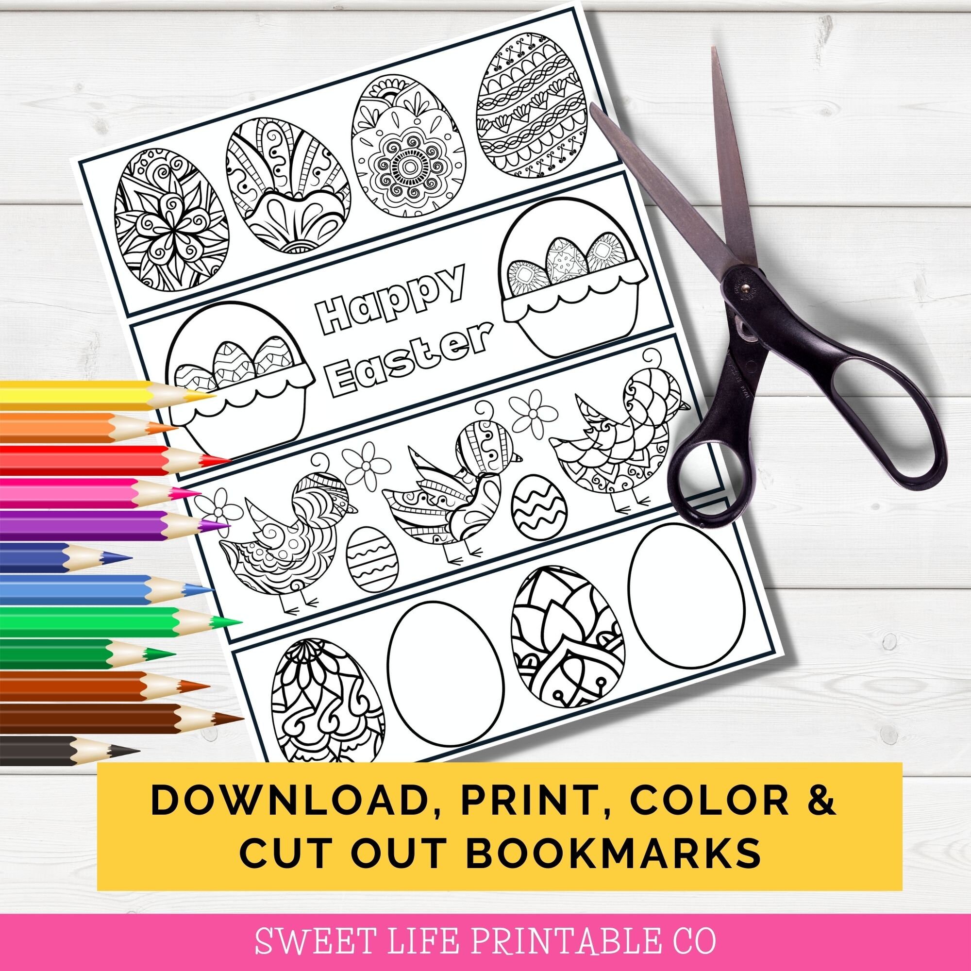 Easter Coloring Bookmarks, Printable, Easter Basket Stuffers, Easter ...