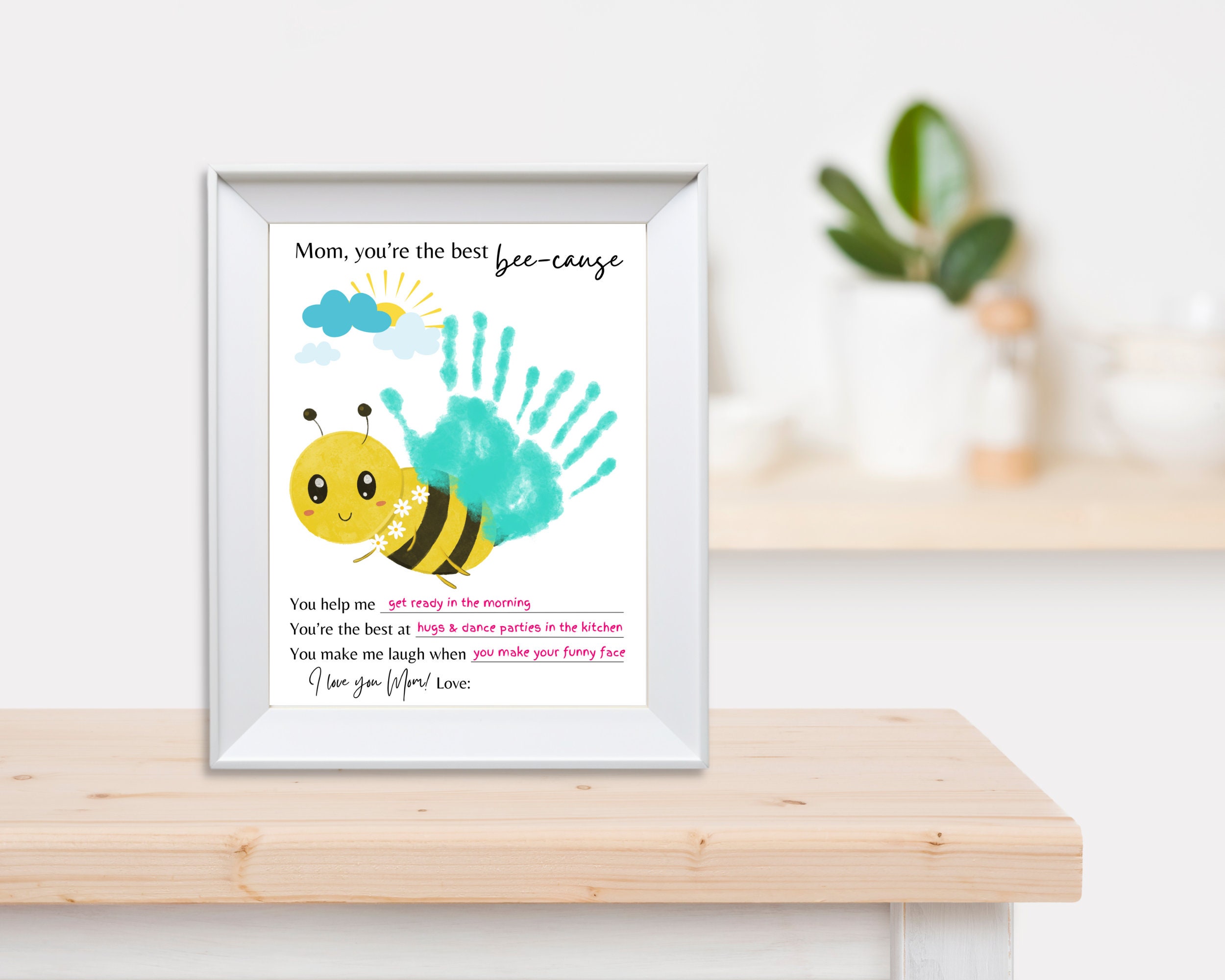 Mothers Day Handprint Craft, Handprint Keepsake for Mom, I Love My Mom ...
