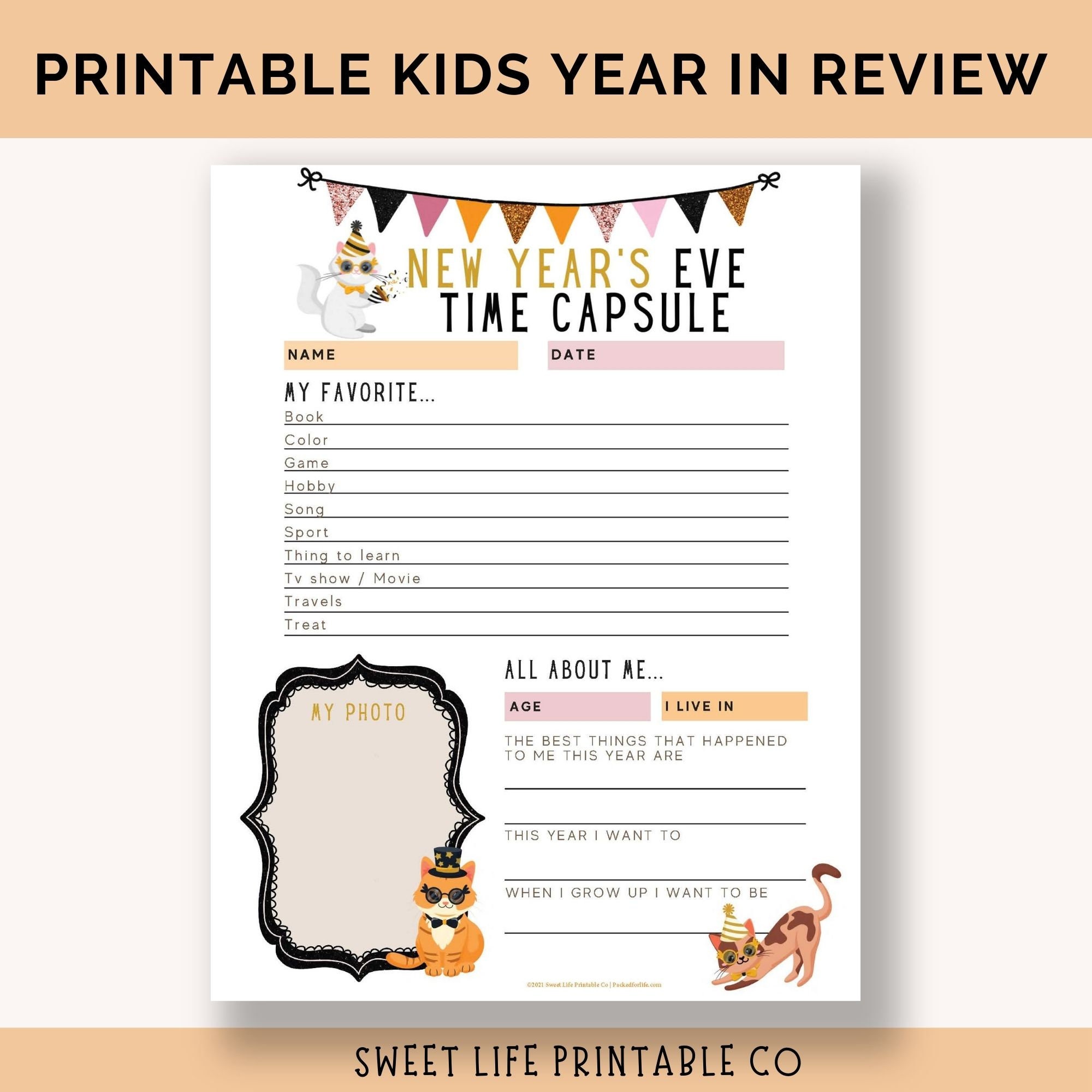 Kids Year in Review, New Year's Eve Kids Activity, Kids Time Capsule ...