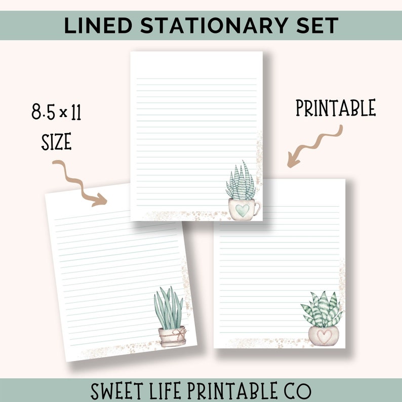 Cactus Cute Stationery Set Letter Writing Set Printable - Etsy