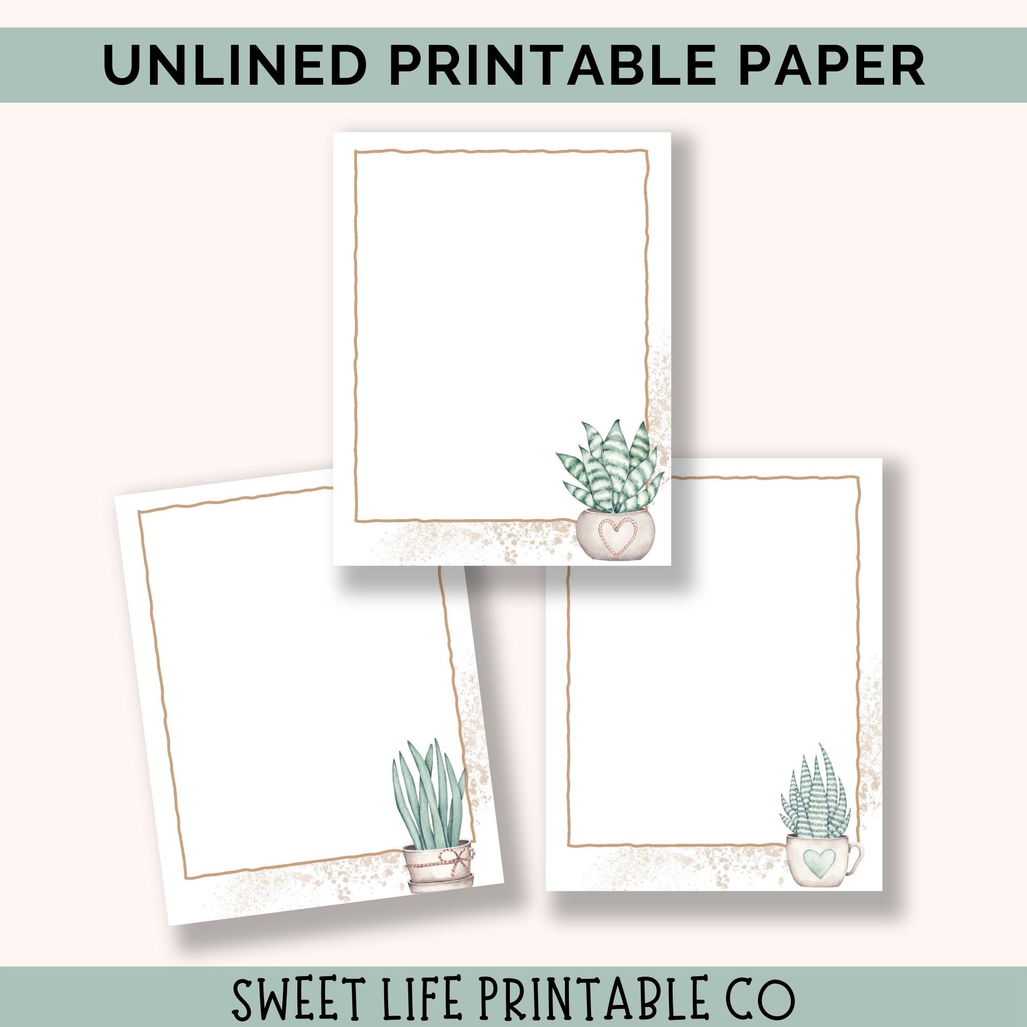 Cactus Cute Stationery Set Letter Writing Set Printable - Etsy