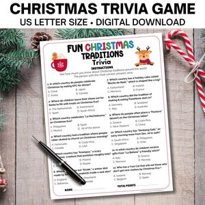Christmas Trivia Game, Printable Christmas Traditions Trivia, Christmas ...