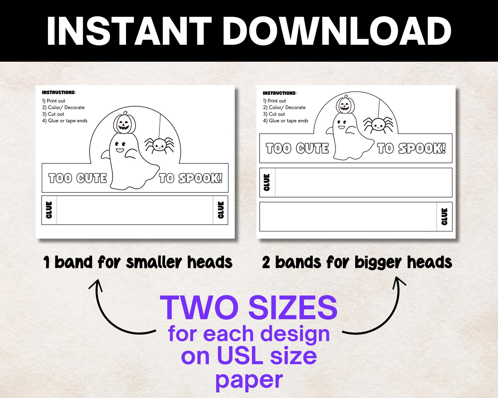 Halloween Paper Crown, Halloween Coloring Craft, Halloween Headband ...