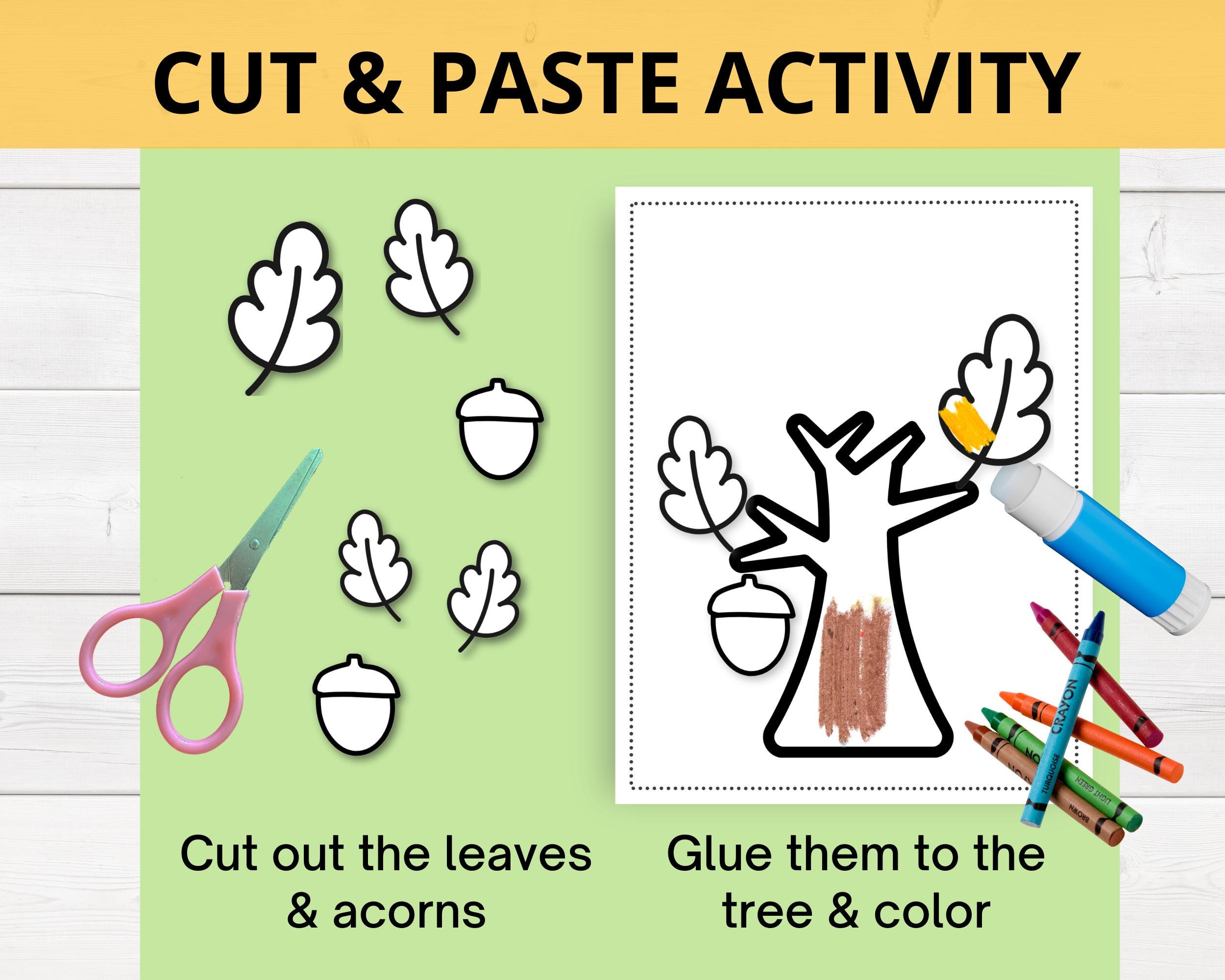 Build A Tree Cut and Paste Craft, Torn Paper Activity, Fall Crafts for ...