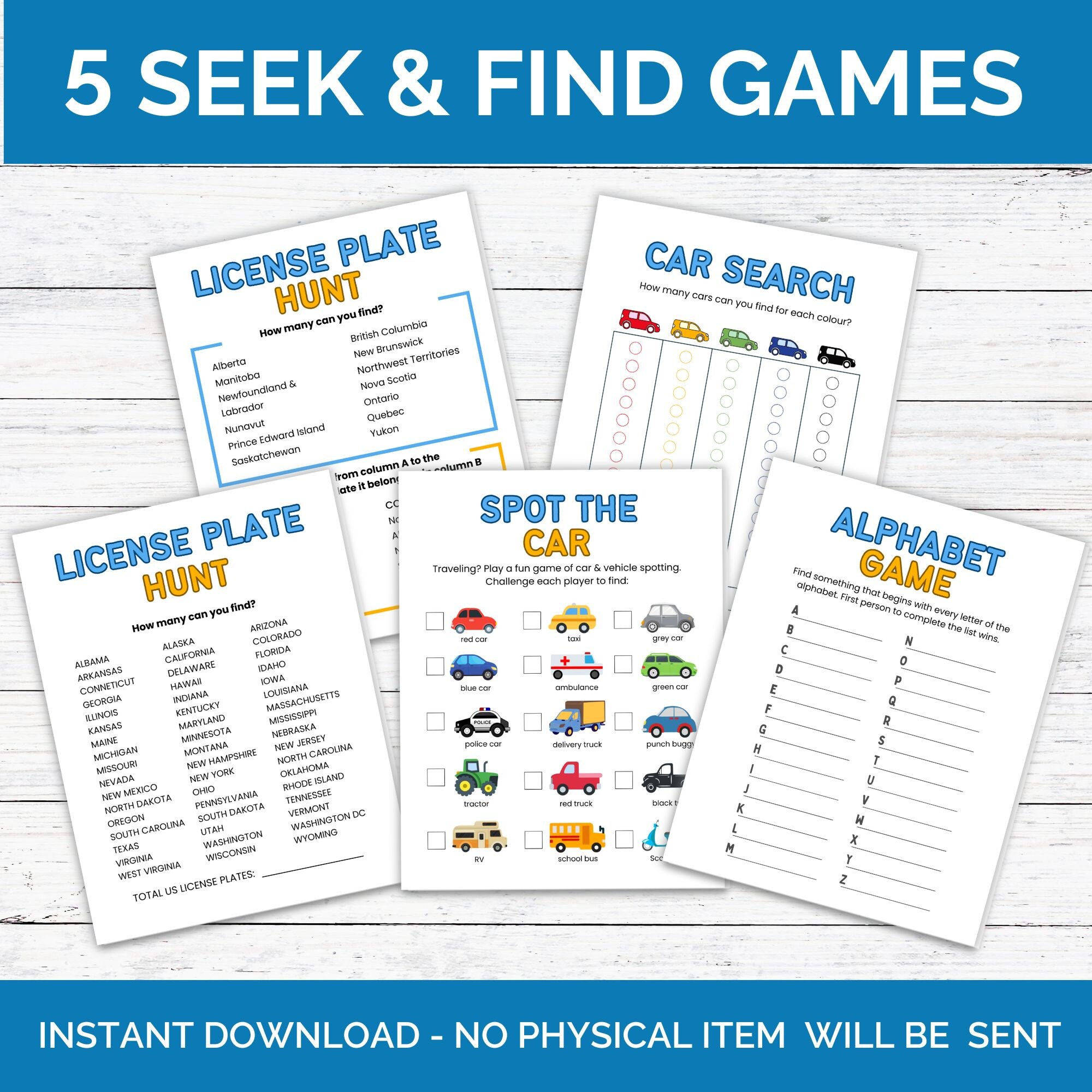 Kids Road Trip Games Printable, Road Trip Activity Bundle, Road Trip ...