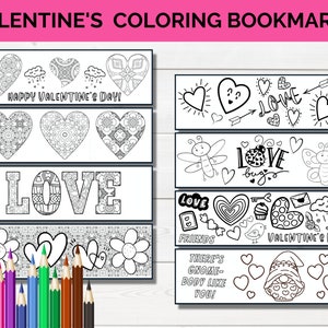 Printable Valentine's Coloring Bookmarks, Valentine Coloring Pages ...