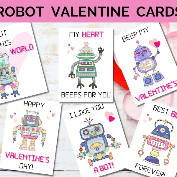 Robot Valentine Card - Etsy