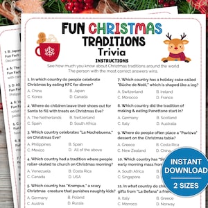 Christmas Trivia Game, Printable Christmas Traditions Trivia, Christmas ...
