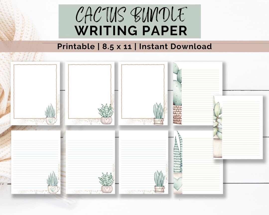 Cactus Cute Stationery Set Letter Writing Set Printable - Etsy