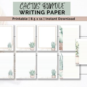 Cactus Cute Stationery Set Letter Writing Set Printable - Etsy