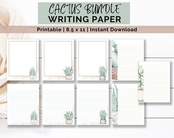 Succulent Printable Stationery Set Envelope 8.5x11 - Etsy