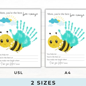 Grandparents Day Handprint, Birthday Gift for Mom, I Love My Mom Bee ...