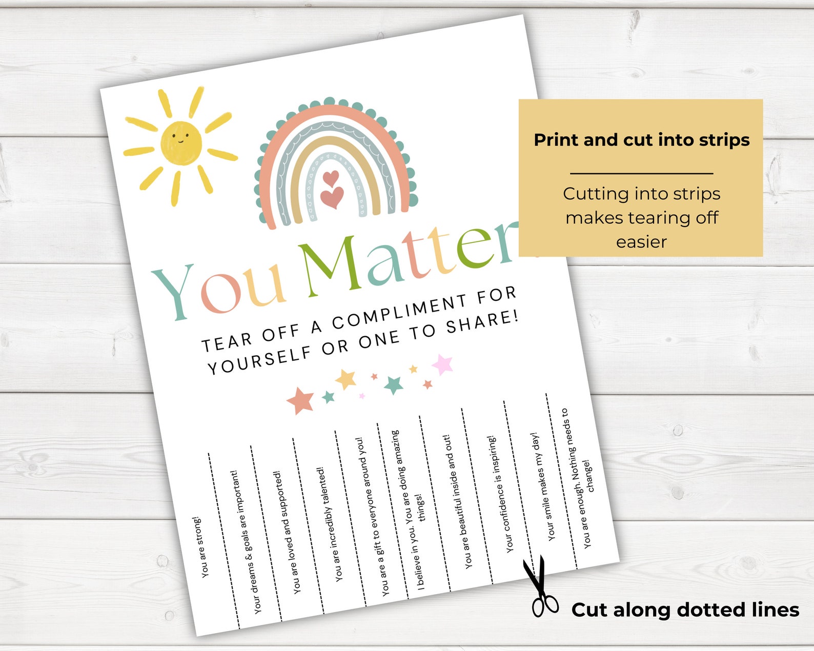 Editable Positive Affirmations for Kids, You Matter Tear off Flyer ...
