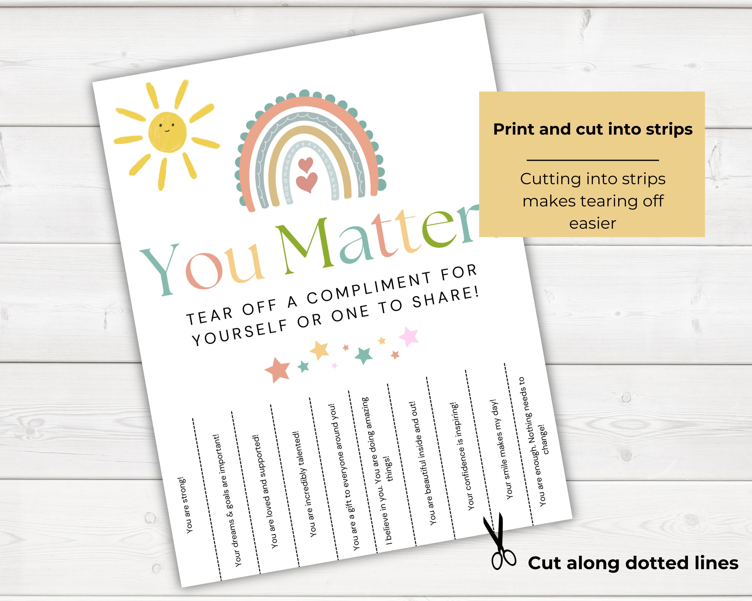 Editable Positive Affirmations for Kids, You Matter Tear off Flyer ...