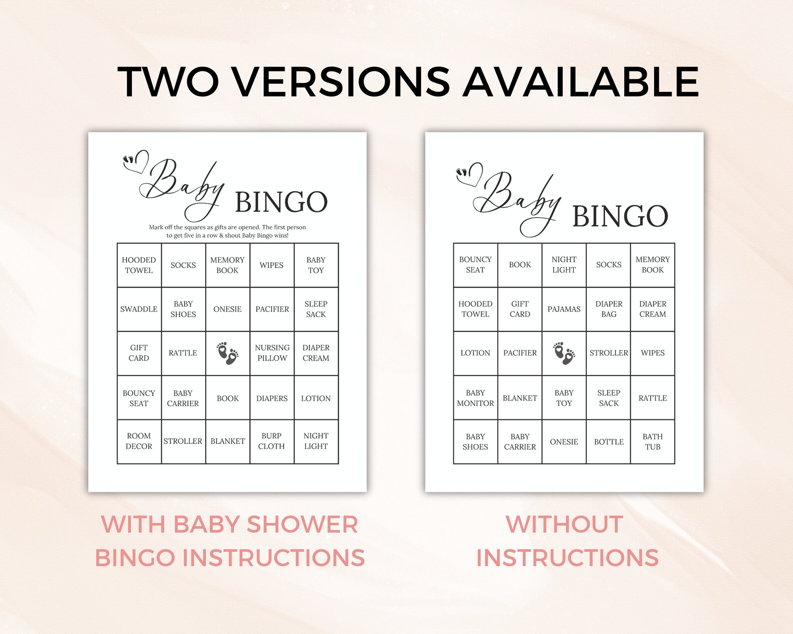 Printable Baby Shower Bingo Set, 50 Minimalist Baby Bingo Game Cards ...