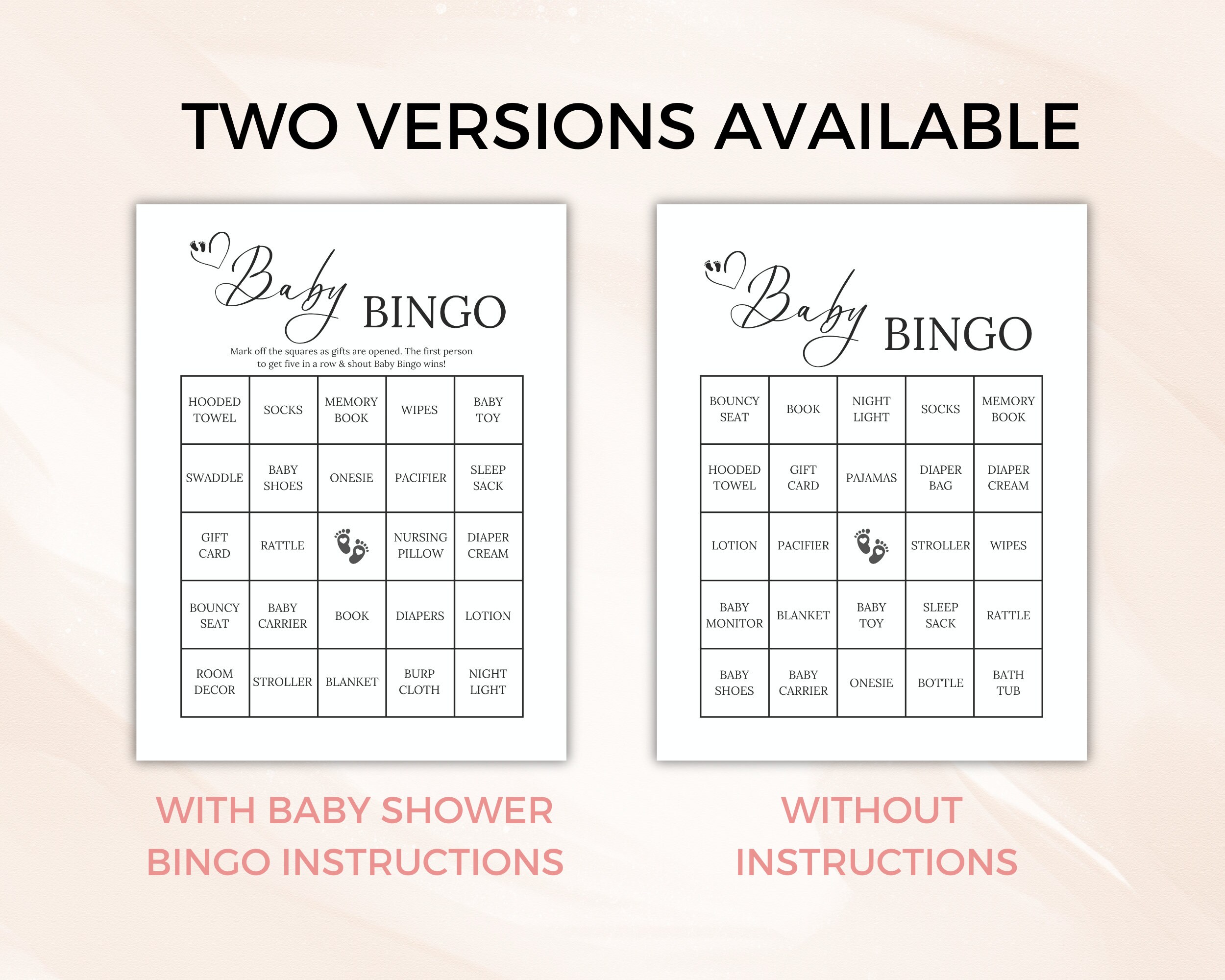 Printable Baby Shower Bingo Set, 50 Minimalist Baby Bingo Game Cards ...