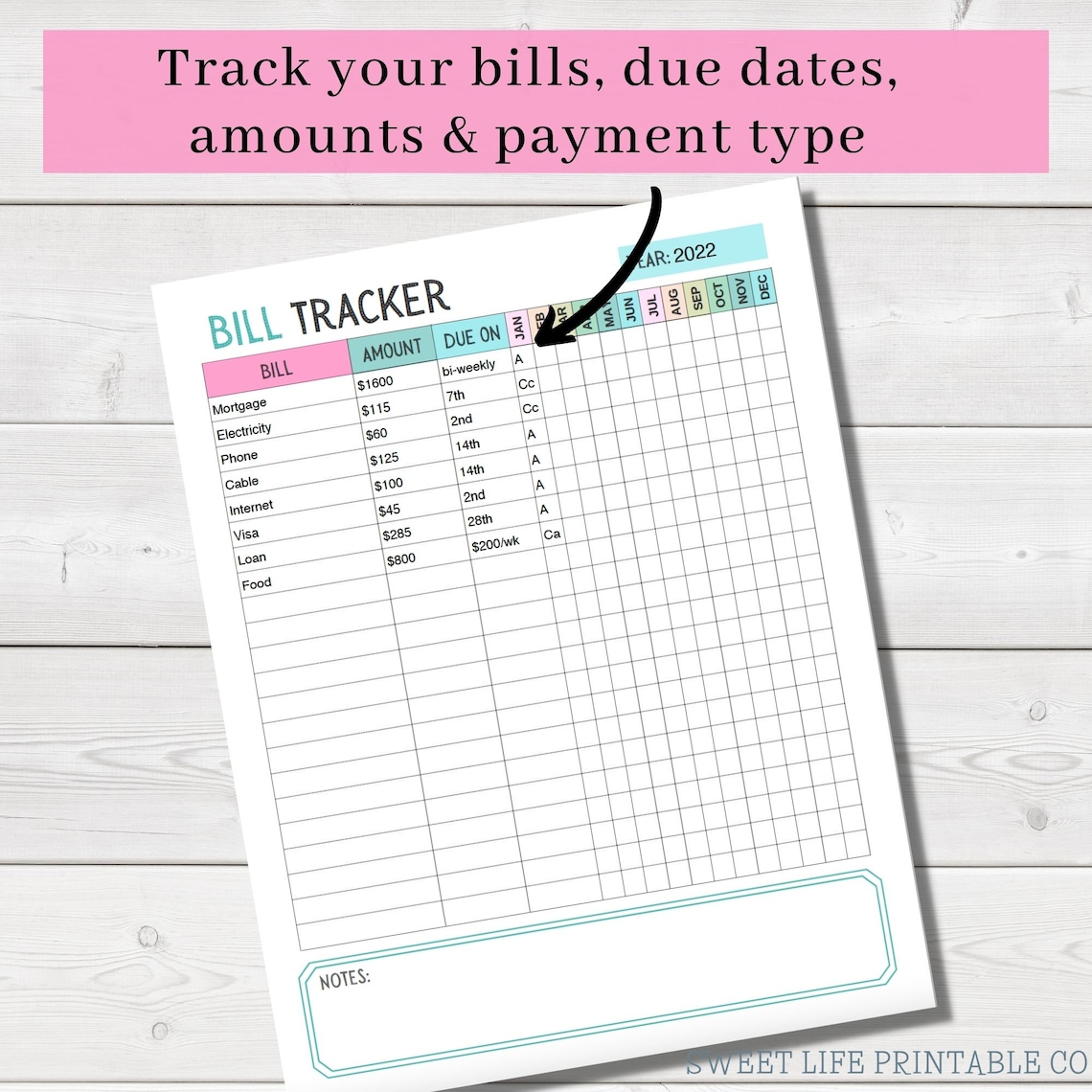 Editable Bill Tracker, Monthly Bill Tracker Printable, Bill Tracker ...