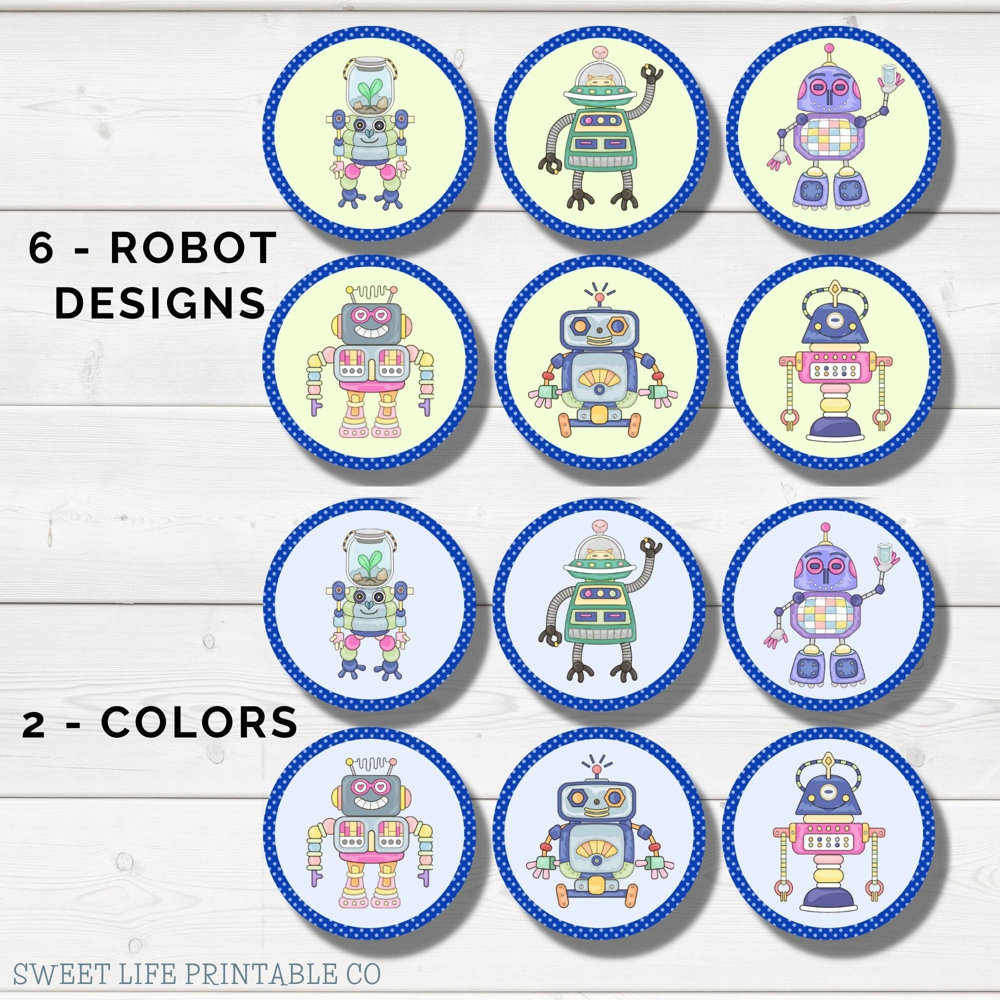 Robot Cupcake Toppers, Robot Birthday, Printable Toppers, Robot Party ...