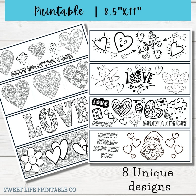 Printable Valentine's Coloring Bookmarks, Valentine Coloring Pages ...