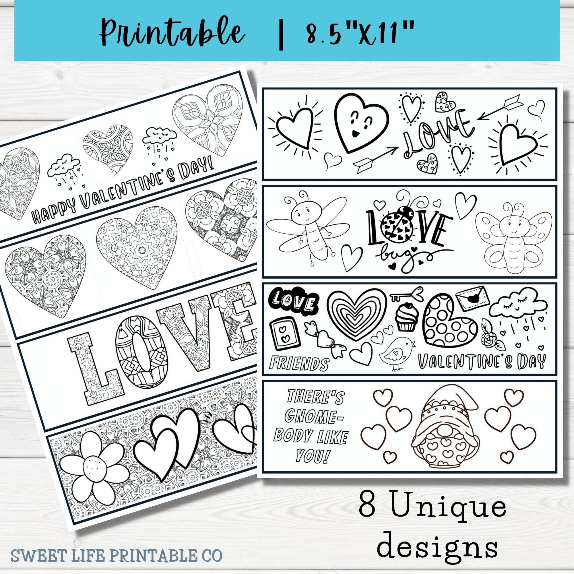 Printable Valentine's Coloring Bookmarks, Valentine Coloring Pages ...