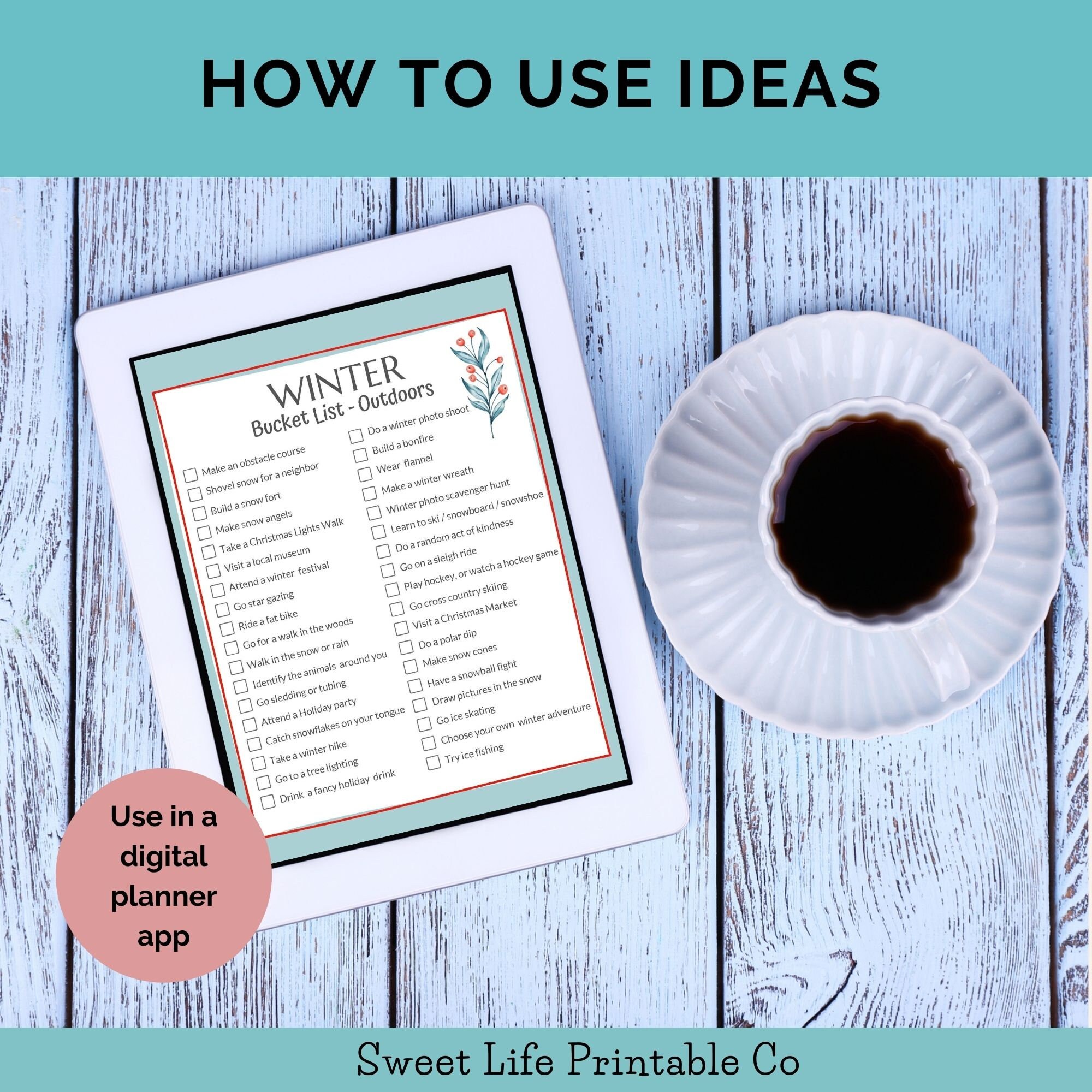 Winter Bucket List Printable Travel Bucket List Kids Bucket - Etsy