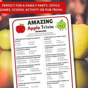 Apple Trivia Game Printable, Fall Trivia Game, Fall Printables, Office ...