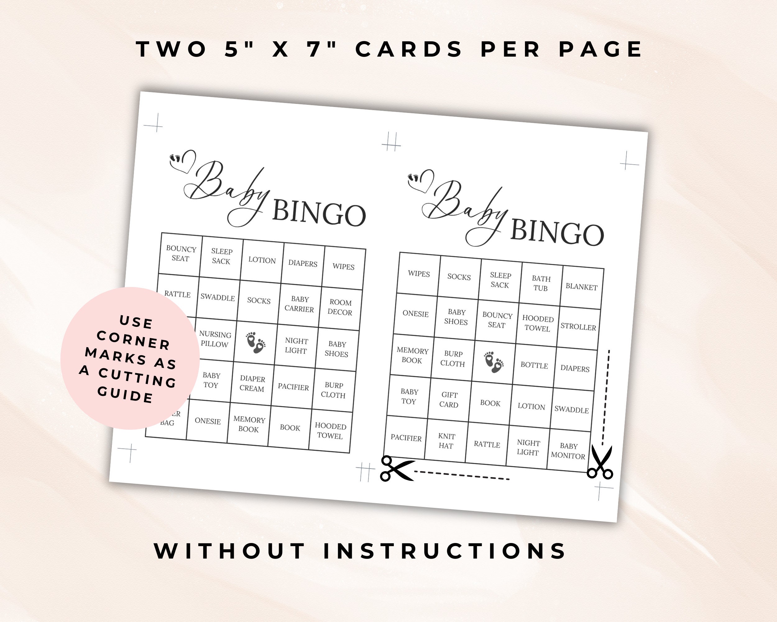 Printable Baby Shower Bingo Set, 50 Minimalist Baby Bingo Game Cards ...