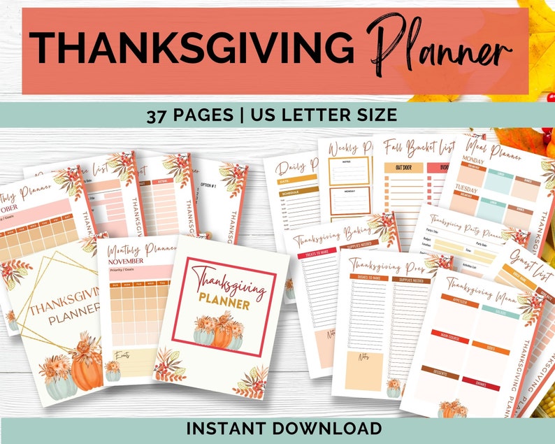 Thanksgiving Planner Printable Thanksgiving Menu Daily | Etsy