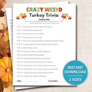 Turkey Trivia Printable, Thanksgiving Trivia, Friendsgiving Games, Fall ...