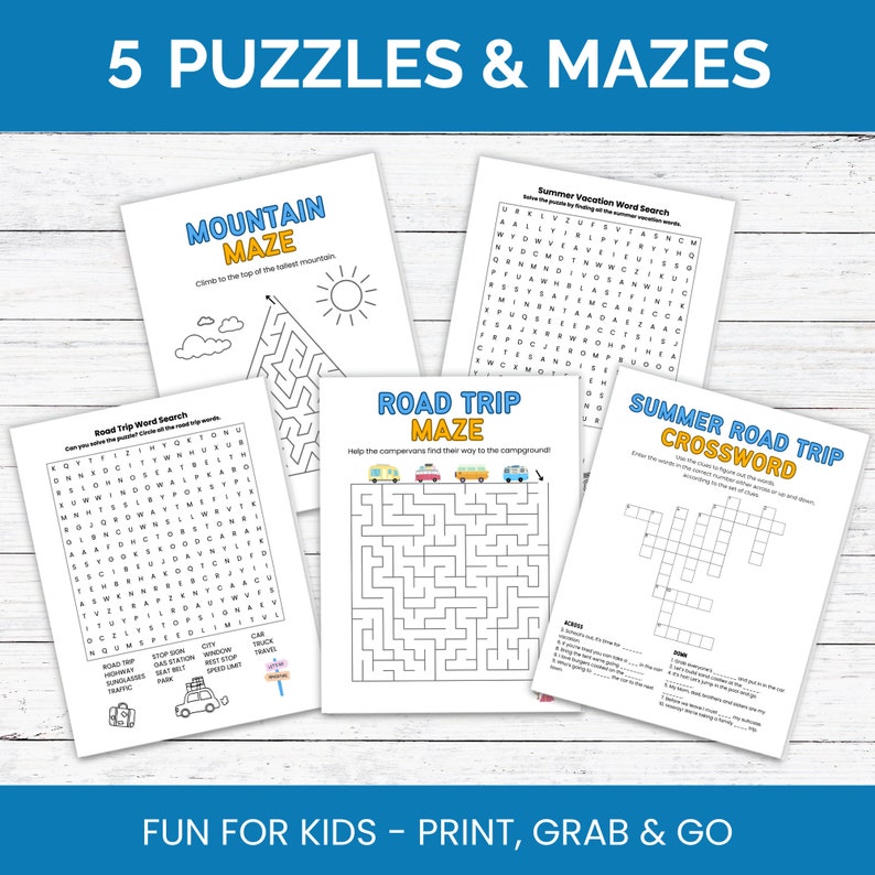 Kids Road Trip Games Printable, Road Trip Activity Bundle, Road Trip ...