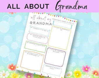 All About Grandma Mother's Day Printable Gift Questionnaire Fill in the ...