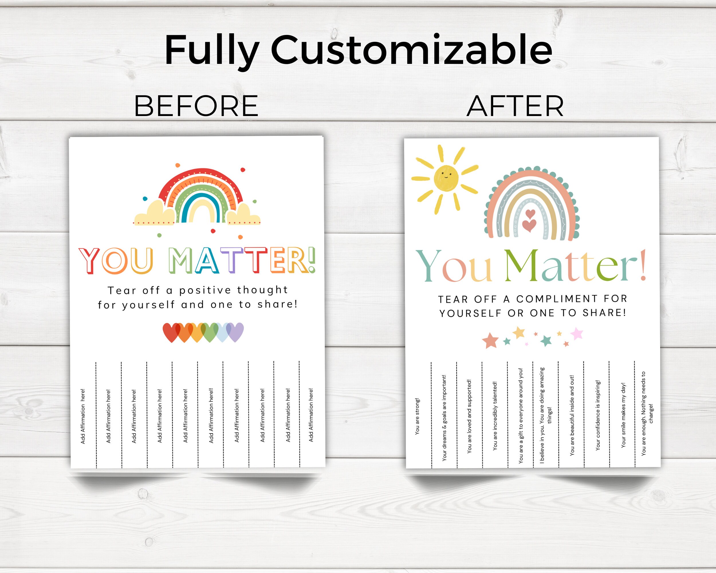 Editable You Matter Tear off Flyer, Positive Affirmations for Kids ...