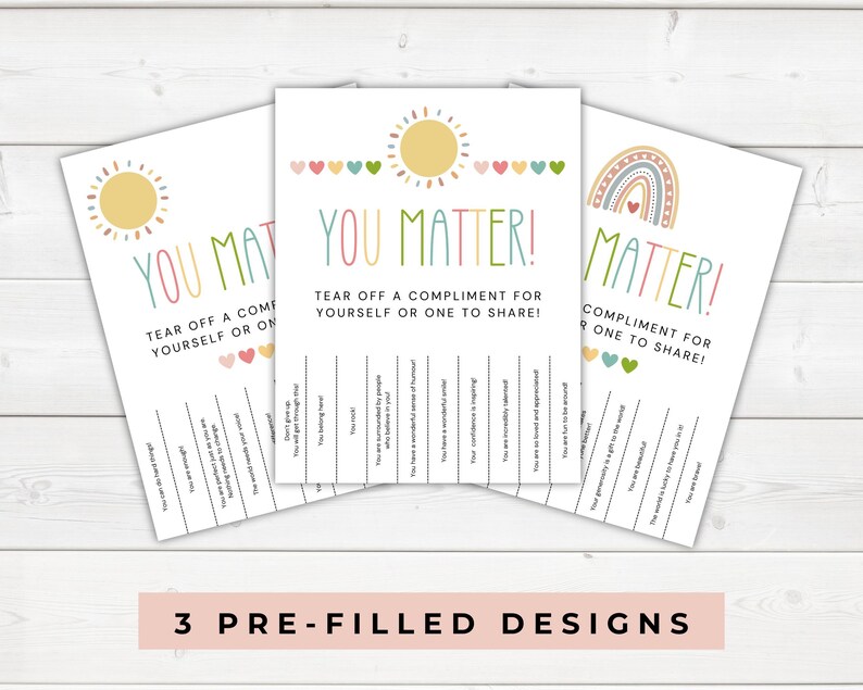 Positive Affirmations for Kids, Tear off Flyer, Tear off Compliments ...
